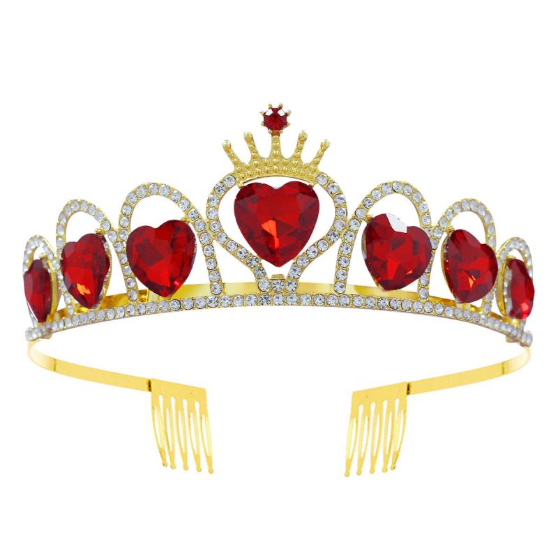 ・素材: 合金・純度: 天然・スタイル: シンプル・対象: レディース・デザイン: 冠・加工: 電気メッキ・クリスタル種類: 白水晶・カラー: ゴールド、レッドストーン・装飾: ラインストーン・カテゴリ: ヘッドドレス