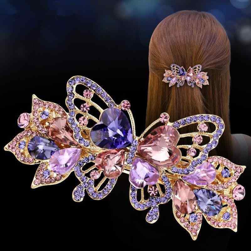 ・素材: 合金・加工方法: 電気メッキ・ヘアクリップ種類: トップクリップ・カラー展開: シャンパン、パープル、ブルー・柄: 蝶・スタイル: スイート、文芸レトロ・カテゴリ: ヘアアクセサリー