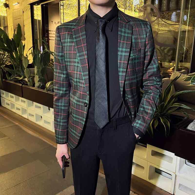 ・機能: 色落ちしにくい・対象年代: 24歳〜35歳・フィット: スリム・襟型: ノッチドラペル・前立て: シングルブレスト1つボタン・スタイル: 韓国風・柄: チェック・生地: 化繊混紡・主な素材: ポリエステル98%・裏地: ポリエステ...