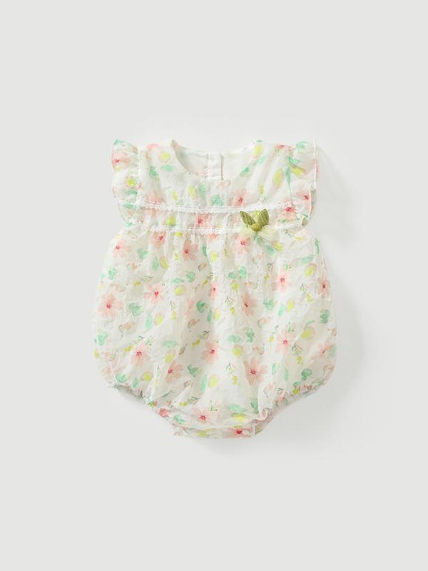 ・対象年齢: 新生児(0～1歳、80cm以下)・対象性別: 女の子・袖丈: ノースリーブ・厚さ: 薄手・主な素材構成: 生地：ポリエステル100%、裏地：綿100%・閉鎖タイプ: プルオーバー・スタイル: 韓国風・タイプ: 三角ロンパース・...