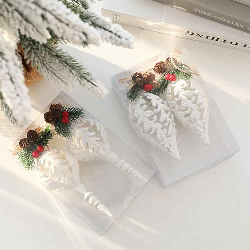 ・素材: PVC・内容: 白色貝オーナメント2個、白色巻貝オーナメント2個・カテゴリ: クリスマスオーナメント・適用イベント: クリスマス