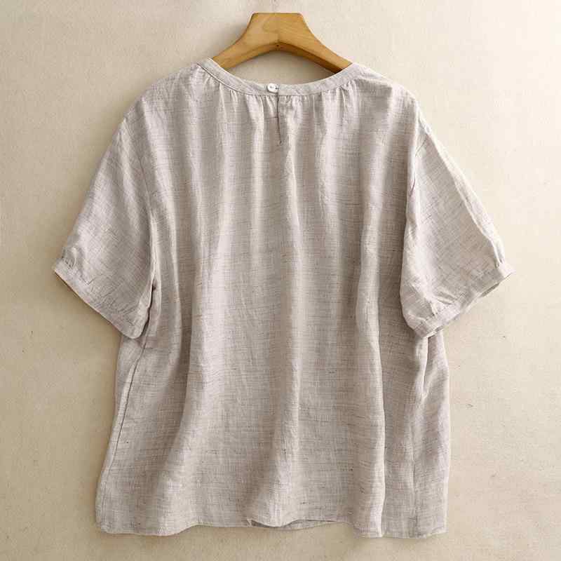 ・主な素材: 綿混紡 (綿50%〜70%)・デザイン: 無地、ボタン、シンプルカジュアル・加工: ウォッシュ加工・カラー展開: ナチュラル（実物やや白め）、ピンク・サイズ展開: S、M、L・スタイル: 文芸レトロ・ネックライン: クルーネッ...