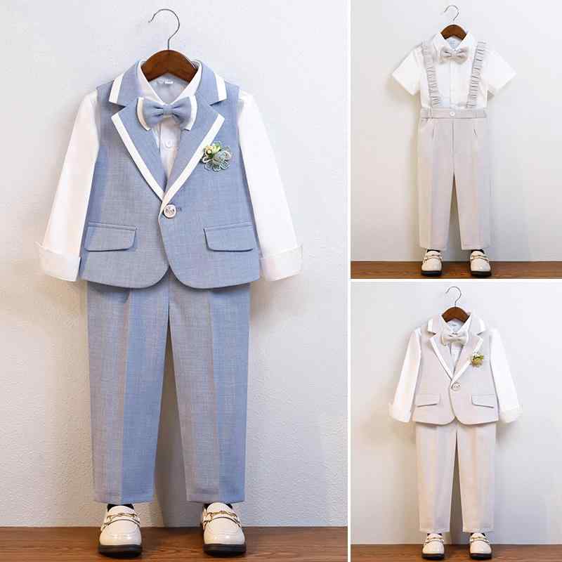 ・カテゴリ: 子供服スーツ・性別: 男の子・対象年齢: 3～8歳・スタイル: イングリッシュカジュアル・主な素材: 化学繊維混紡 (ポリエステル80%)・裏地素材: ポリエステル80%・生地加工: 酵素洗い・ネックライン: 襟付き・袖丈: ...