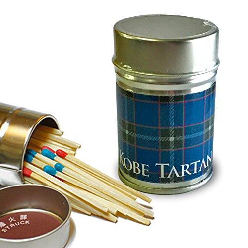 神戸タータン印缶マッチ神戸のイメージカラーを凝縮しエッセンスをチェック柄で表現したのが、この神戸タータン印缶マッチです。神戸タータン印缶マッチは、防湿効果と安全性を保持しています。約40φミリ×高さ60ミリ マッチ棒約100本入
