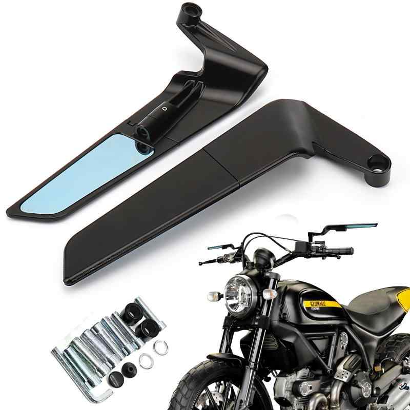 Pacify バイク ミラー 調整可能 回転 左右セット バイクミラー ステルス ウイング 耐久性 高反射 オートバイ Z900 Z650 Z1000 1290 Super Duke R Evo 390 790 Duke MT07 CB65...