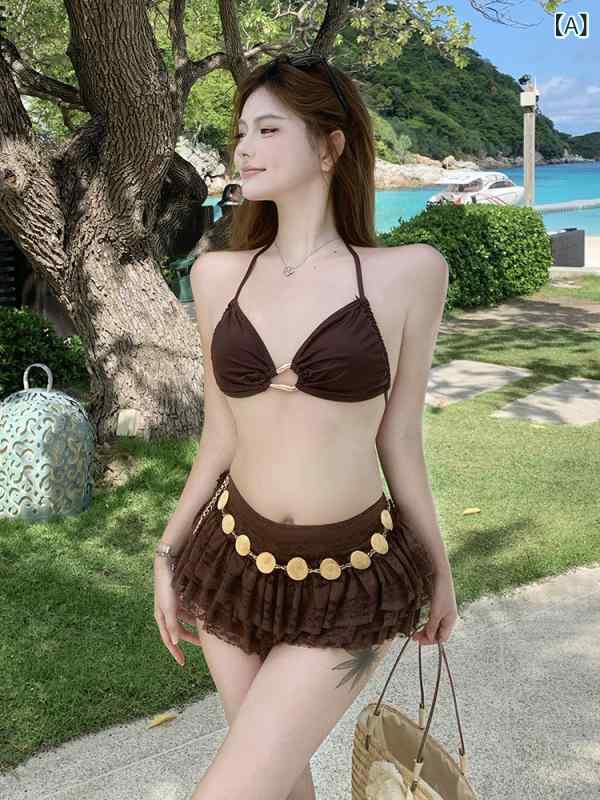 ・対象: 女性・柄: 無地・主な素材: ナイロン82%、スパンデックス18%・裏地素材: ポリエステル95%、スパンデックス5%・重量: 300g・用途: スイミング・カラー展開: ブラウン・サイズ展開: S、M、L・袖丈: ノースリーブ・...