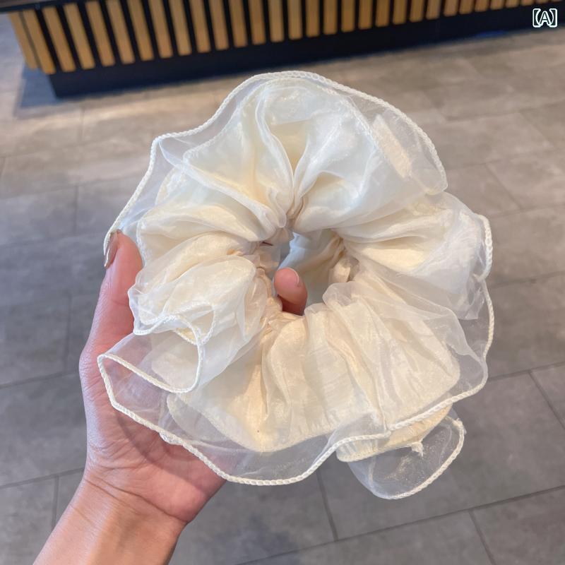 ・カテゴリ: ヘアゴム・主な素材: 布・カラー展開: ベージュ、ピンク、ブルー・装飾: プリーツ・スタイル: 韓国風・デザイン: ゆったり型・テイスト: 清新スイート