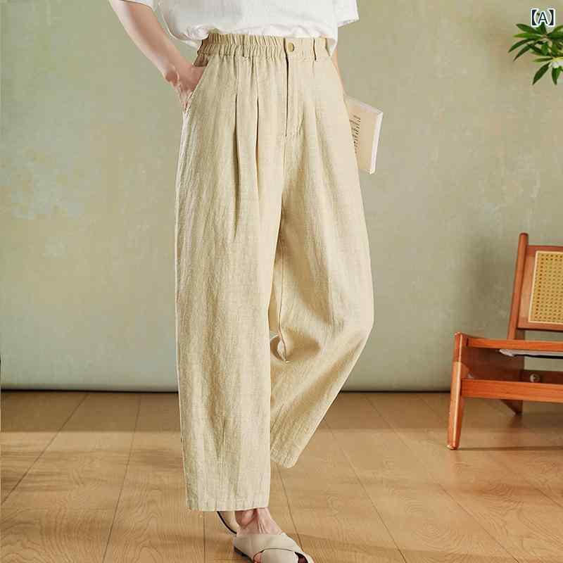 ・カテゴリ: レジャーパンツ・スタイル: レトロ・主な素材: 麻70-80%、綿30%以下・タイプ: ストレートパンツ・シルエット: ゆったり・丈: 9分丈・ウエスト: ハイウエスト・装飾: ポケット・カラー展開: 麻色、紺・サイズ展開: ...
