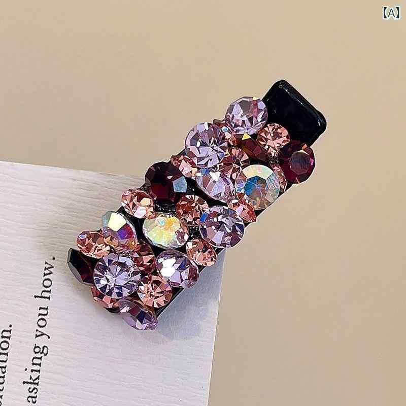 ・主な素材: ラインストーン・デザイン: ダッカールクリップ・製法: ハンドメイド・ヘアクリップ分類: サイドクリップ・カラー展開: パープル、シルバー、シャンパン、ブラック・デザイン要素: パール・スタイル: ナチュラル・スタイル分類: ...