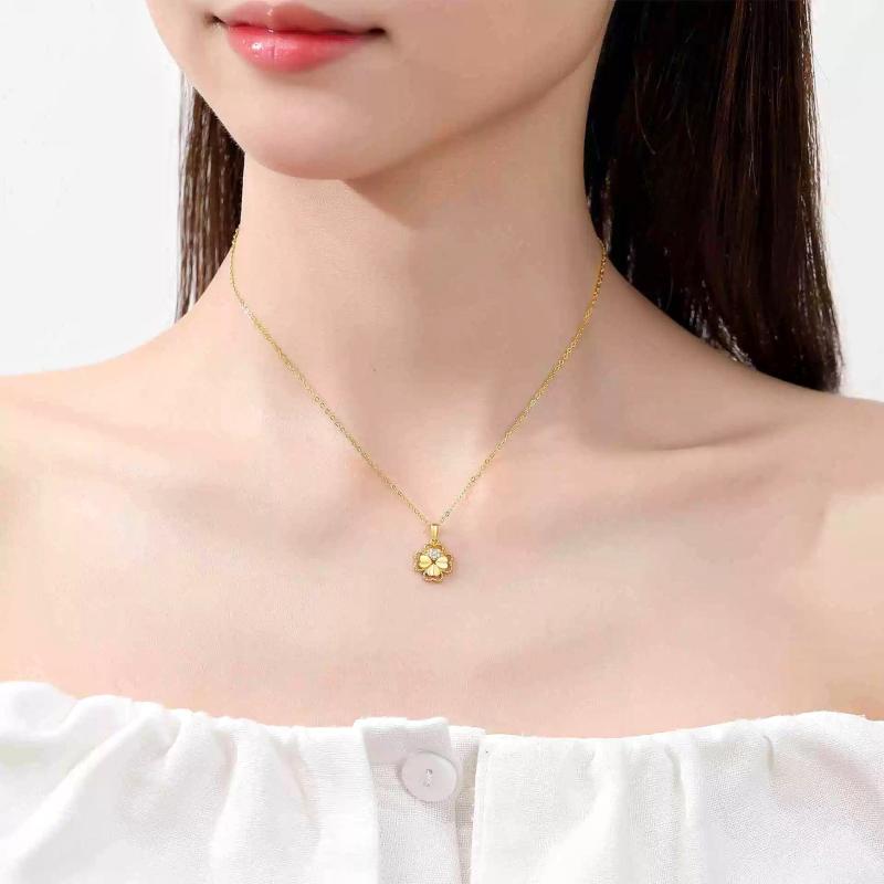 ・素材: 金メッキ・スタイル: スイート、フレッシュスィート・デザイン: 花、花びら、植物・チェーンの種類: レギュラーチェーン・ペンダント素材: 金メッキ・周長: 41cm-50cm・対象: レディース
