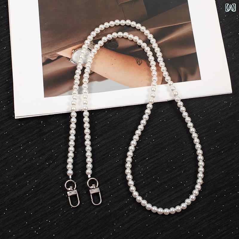 ・カテゴリ: スマホストラップ・加工技術: 染色・素材: ABS・カラー展開: 8mmパールシルバーゲートバックルモデル（約115cm）、8mmパールゴールドロブスターバックルモデル（約115cm）、14mmパールシルバーショートモデル+パ...