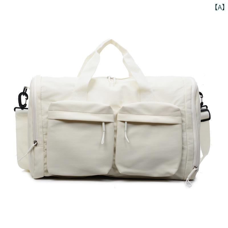・容量: 20-35L・素材: 布・機能: 収納可能、乾湿分離・対象性別: 男女兼用・裏地素材: ポリエステル・柄: 無地・スタイル: 都市ミニマリズム・カラー展開: アイボリー、ブラック、ブルー、グレー、ブラウン・サイズ展開: フリーサイ...
