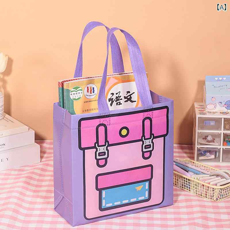 ・用途: 収納袋・スタイル: 手提げ袋・印刷プロセス: 機械刺繍・マチ: 底マチあり、横マチあり・素材: ラミネート不織布・重量: 約18.8g・サイズ: 40.2×8.5cm・カラー展開: パープル、イエローパープル、ブルー、イエローレッド