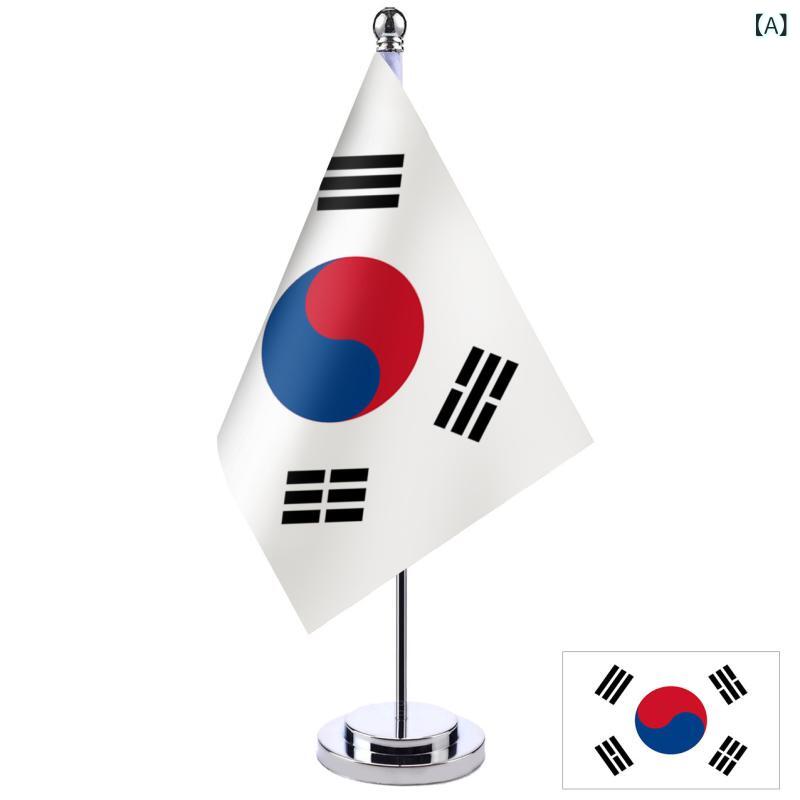 ・カテゴリ: 旗・スタイル: イベント・祝日用・主な素材: ポリエステル・カラー展開: 韓国旗（シルバーシングルポール）、韓国旗（ゴールドシングルポール）、韓国旗（ブラックプラスチックシングルポール）