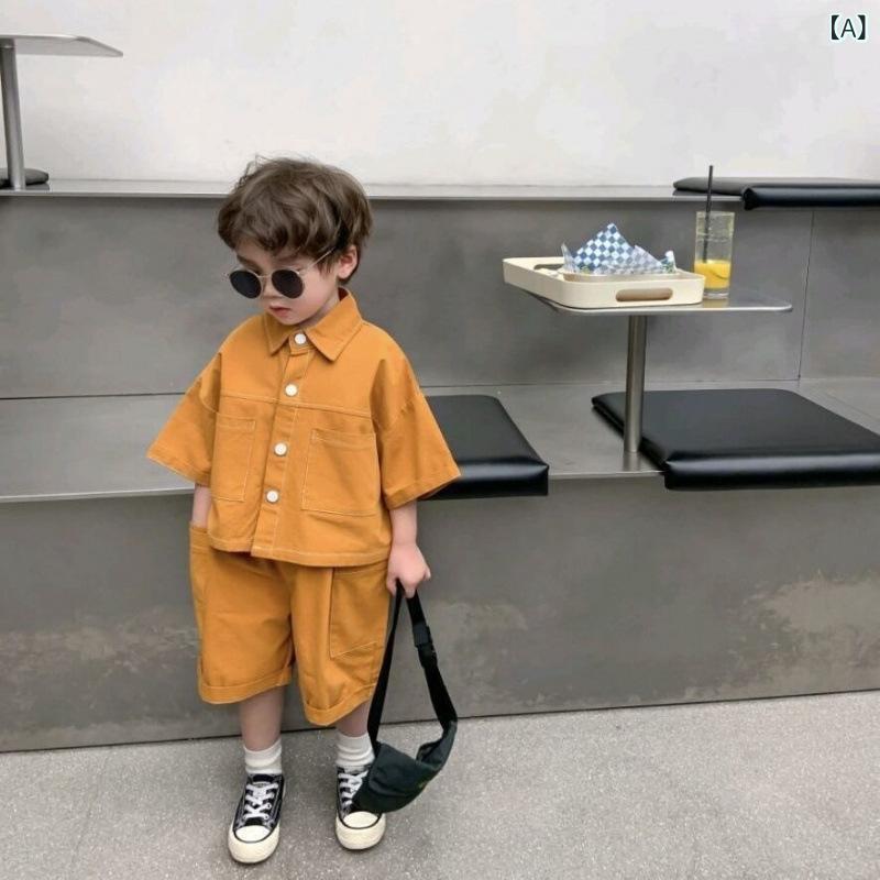 ・カテゴリ: 子供用セットアップ・対象性別: 男性・スタイル: 韓国風・セット内容: 2点セット・袖丈: 半袖・生地の厚さ: 薄手・柄: 無地・主な素材: 綿・素材含有率: 71%〜80%・安全基準: B類・留め具の種類: シングルブレスト...