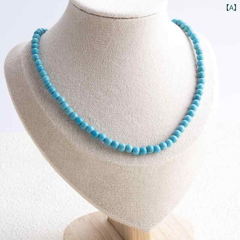 ・カテゴリ: ネックストラップ・素材: ターコイズ・加工技術: ハンドメイド・デザイン: U字・チェーンの種類: 丸珠チェーン・ペンダントの素材: 合金・長さ: 41cm-50cm・カラー展開: ブルー、ホワイト・流行の要素: サークル、幾...