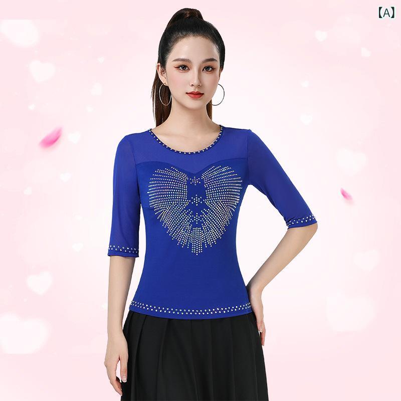 ・対象: 女性・素材: 麻、ポリウレタン・素材混率: ポリウレタン 5%・カラー展開: ブルー（トップス）、ブラック（スカート）・サイズ展開: L、XL、XXL、3XL、4XL、5XL、6XL・カテゴリ: ダンスウェア