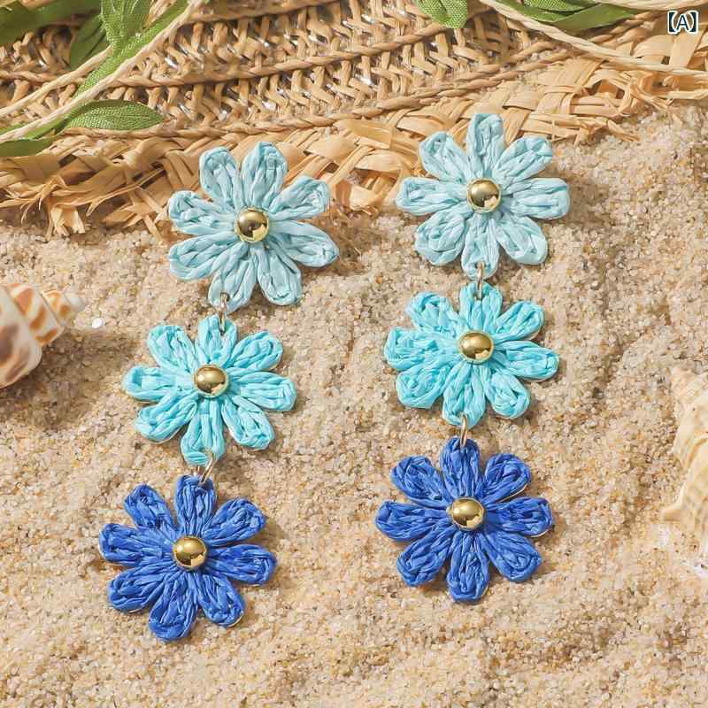 ・カテゴリ: 耳飾り・主な素材: 混合素材・モチーフ: 花、植物・加工技術: 手編み・カラー展開: ブルー、レッド、オレンジ、イエロー、ローズレッド、ブラック、グリーン、パープル、カーキ、マルチカラー、ホワイト、ピンク、スカイブルー、米白色...