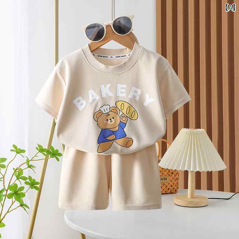 ・カテゴリ: 子供服セットアップ・対象性別: 男女兼用・スタイル: 韓国風・セット内容: トップス、パンツ（2点セット）・対象年齢: 1〜3歳（身長80〜100cm）・袖丈: 半袖・パンツ丈: ショートパンツ・生地の厚さ: 普通・柄: キャ...