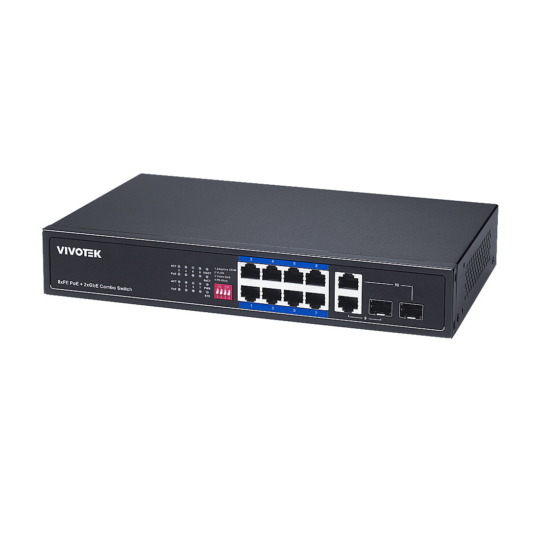 【通常在庫品】通常在庫品です。万一在庫切れの場合にはご連絡致します。8ポートPoE+ HUB AW-FGT-100P-110 VIVOTEK製のアンマネージドPoEスイッチ。監視用途に合わせた8×10/100Mbps PoE+と2×GbE（...