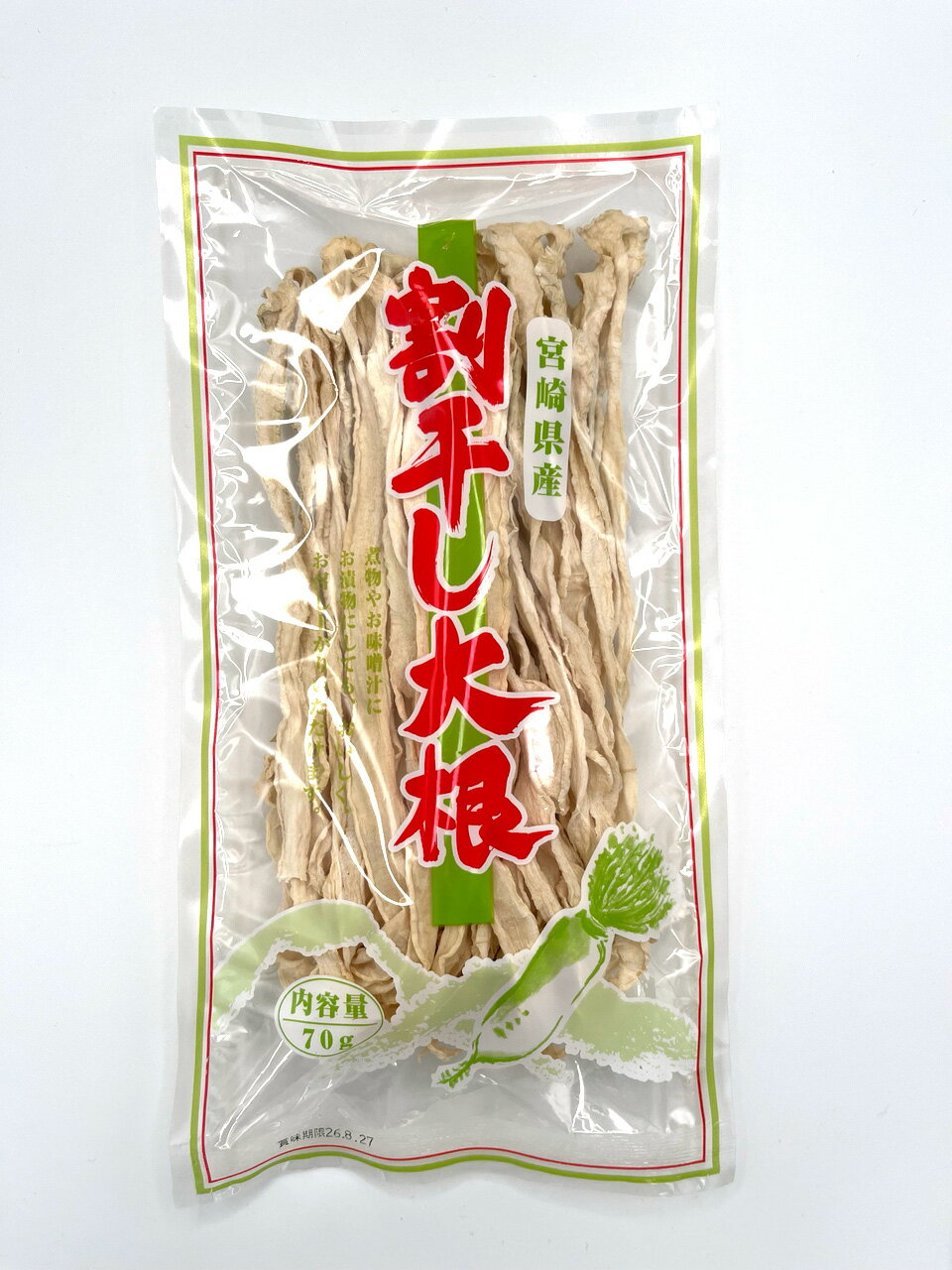 商品情報 名称 宮崎県産割干し大根 原材料名 青首大根 内容量 70g 保存方法 直射日光・高温多湿を避けて保存してください。 販売元 株式会社 瀬川本店 商品説明 宮崎県の温暖な気候と豊かな自然の中で育った大根を、縦に割って天日干しした伝...