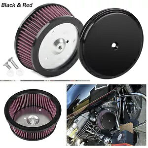 Replacement Air Cleaner Cover & Red Element Kit For Harley Dyna Softail Touringハーレーダイナソフテイルツーリング用交換用エアクリーナーカバー&レッドエレメントキ...