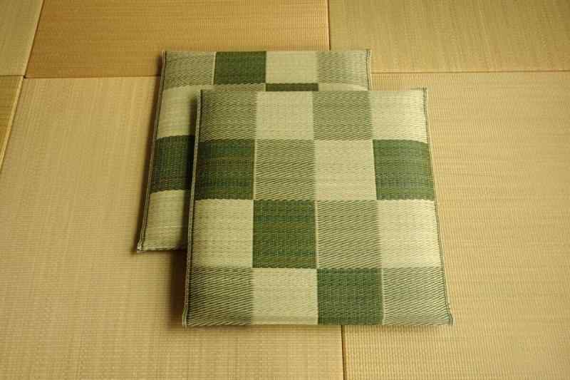 イケヒコ い草 座布団 国産 織込千鳥 『ブロック 2枚組』 約55×55cm×2P