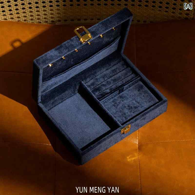 Yunmengyan ジュエリーボックス大容量 収納 ボックス ベルベット トラベル バッグ ハイエンド ポータブル ジュエリー ハンド ジュエリーボックス ギフトブランド: 雲蒙岩状態: 価格帯：51～100元色の分類: メタルバックルフ...