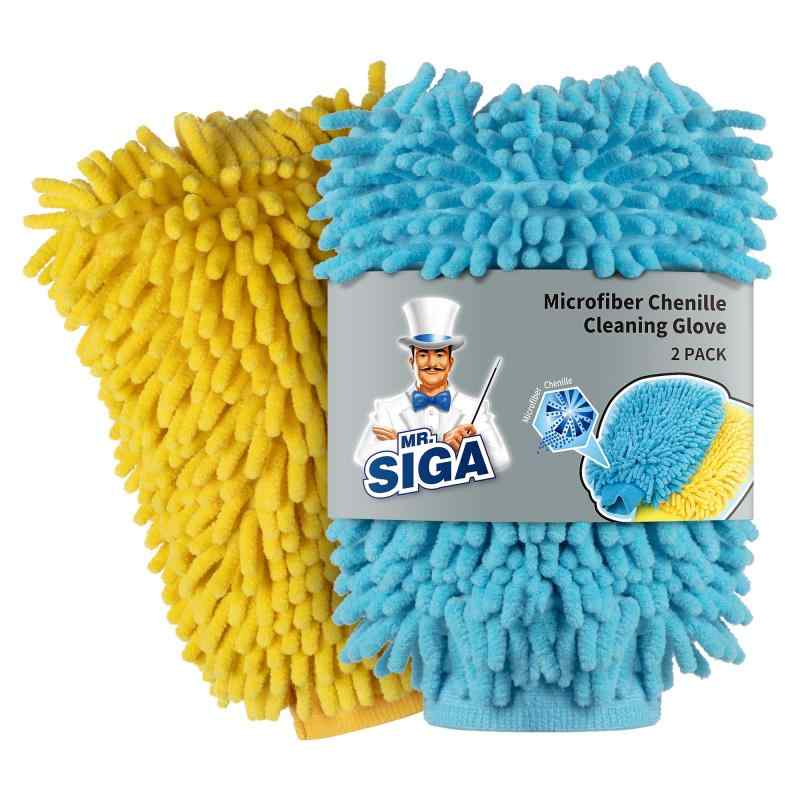 MR.SIGA シェニール洗車ミット マイクロファイバー 水色・黄色 各1個入り (25 x 17 cm)MR.SIGA マイクロファイバーソフトシェニールミットは優れた吸収性を持ち、シェニール繊維で水と石鹸をよく保持し、車、オートバイ、家...