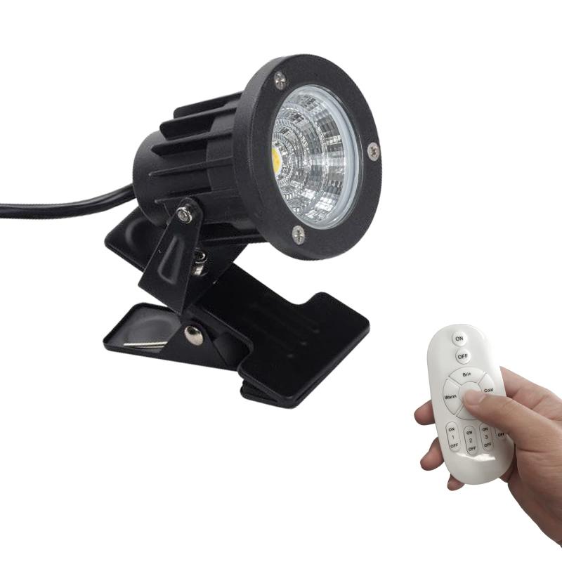FSLiving 7W リモコン付き 調光対応 発光色も変更可 電球色/昼光色 看板用 黒板用照明 LEDクリップライト スポットライト ピッコロライト コード長3m LED クリップライト 防雨型クリップライト