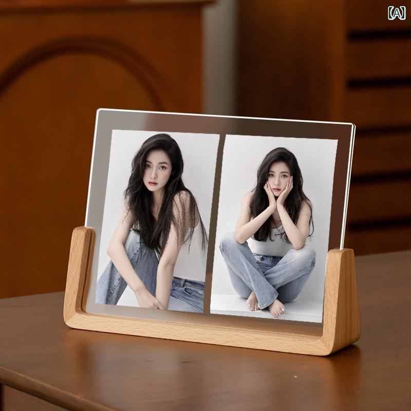 アクリル 透明 フォトフレーム 空 フレーム テーブル 洗浄 写真 カップル ツーピース ツーピース フォトアルバム 印刷 写真 写真 ハイ エンド 感覚ブランド: センシリアン材質：無垢材スタイル: シンプルでモダン形状：特殊形状原産地:...