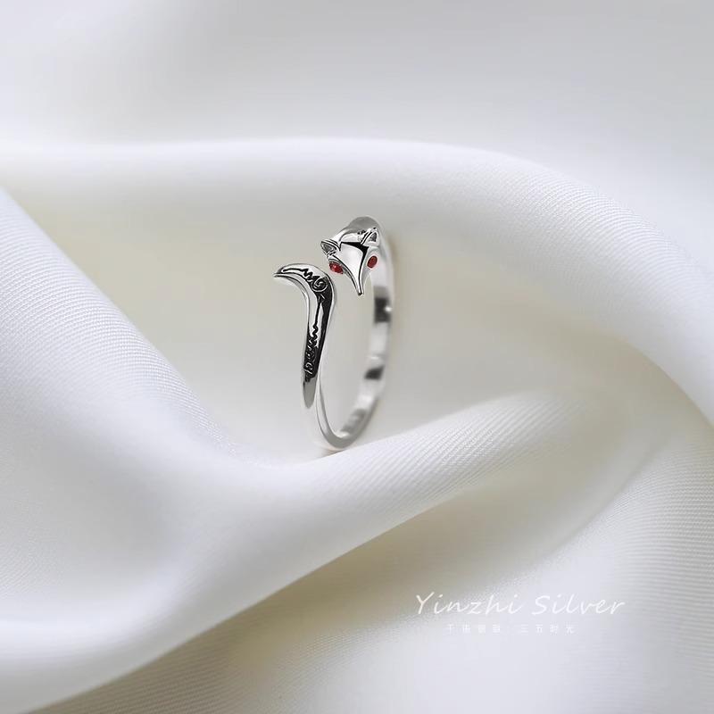 フォックス リング 女性 ニッチ デザイン オープン プレーンリング 装飾 リング 2025 新しい コールド スタイル テール リング 女性 小指ブランド: その他価格帯：30～39.99元製品タイプ: アクセサリー柄: クマ/ブタ/小動...