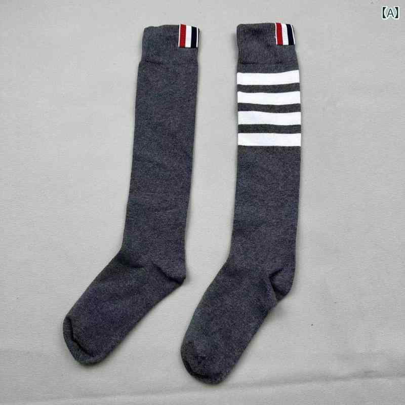 女性用 純 綿 ネット セレブ 美 脚 ソックス非 対称 JK 女性 トレンド ファッション スタイル ふくらはぎと 膝 丈 ニーハイ ソックス 4本 バーブランド: その他/その他靴下の機能：吸湿発散性サイズ: 34-39柄: ストライプ...