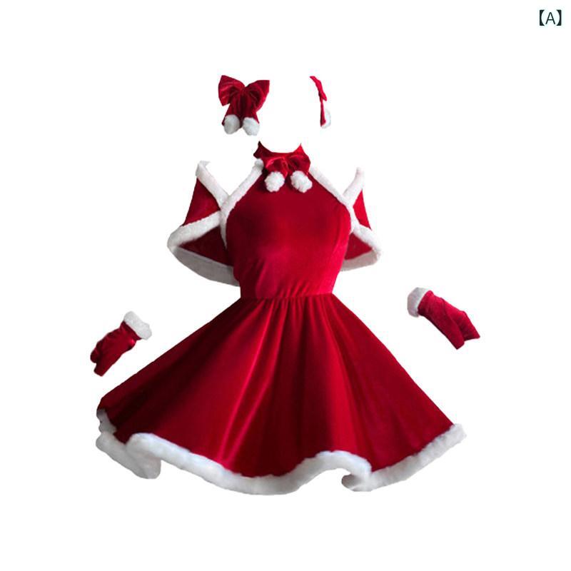 クリスマスホリデー テーマの セクシーな ドレス、 制服、 コスプレ、 バニーガール、 エルク ベルベット、 レッド バトル ローブ コスチュームブランド: Red Butterfly Love商品名: クリスマスレッドエルクローブCOS婦...