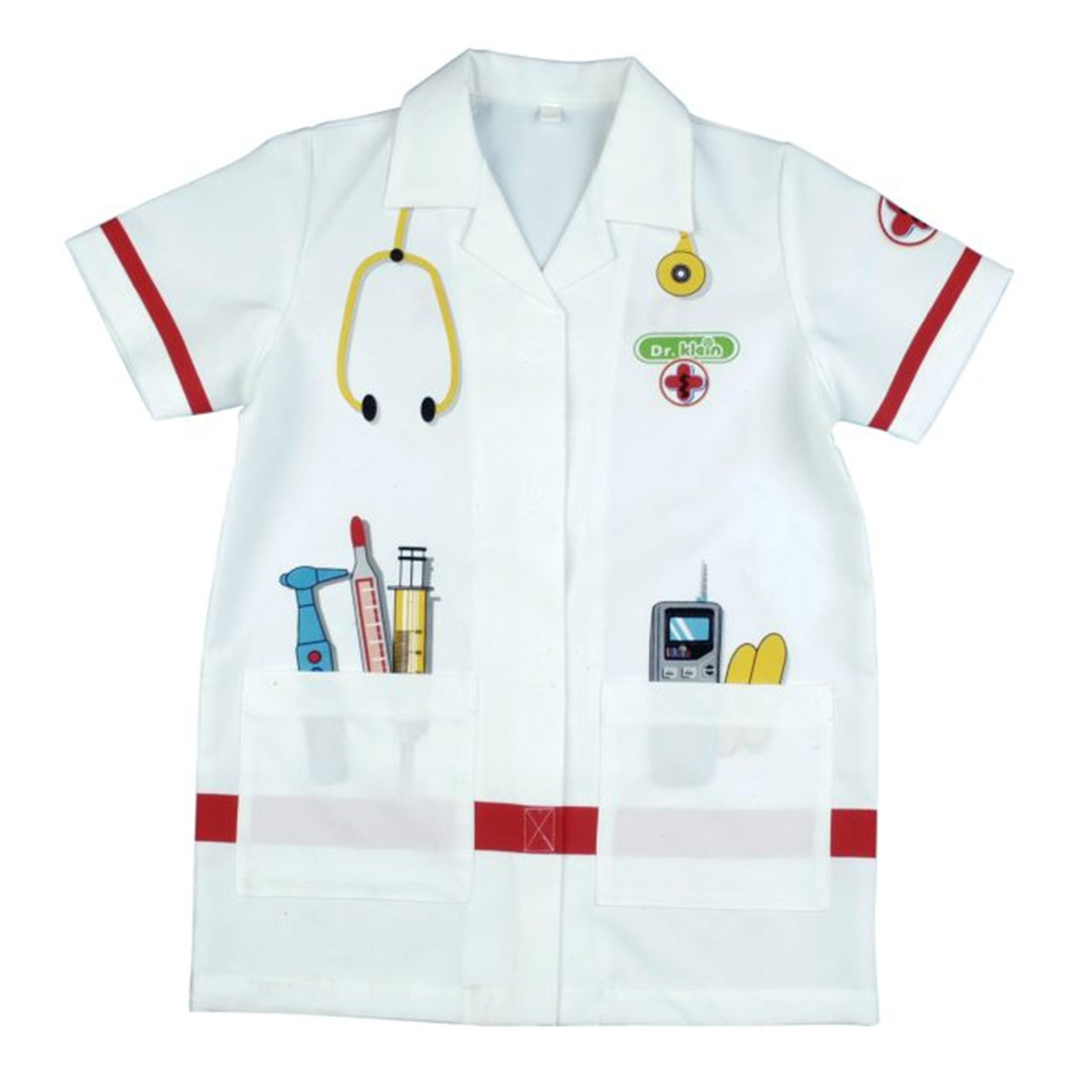 ドイツのクライン社製のお医者さんごっこ遊びをより楽しめる、子ども用の白衣です。 お医者さんが使用する医療器具がプリントされています。ポケット2個付き。 白衣のサイズは3～6歳児向けとなっています。 【セット内容】 白衣×1 【サイズ / 重...