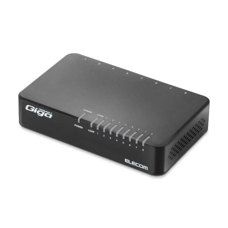 エレコム スイッチングハブ ギガビット対応 8ポート AC電源 EHC-G08PA2-B 新品・未使用商品！ 省電力機能で最大約82%節電! 音が静かなファンレス設計で、ループ検知機能も搭載した1000BASE-T対応の電源外付けプラスチッ...