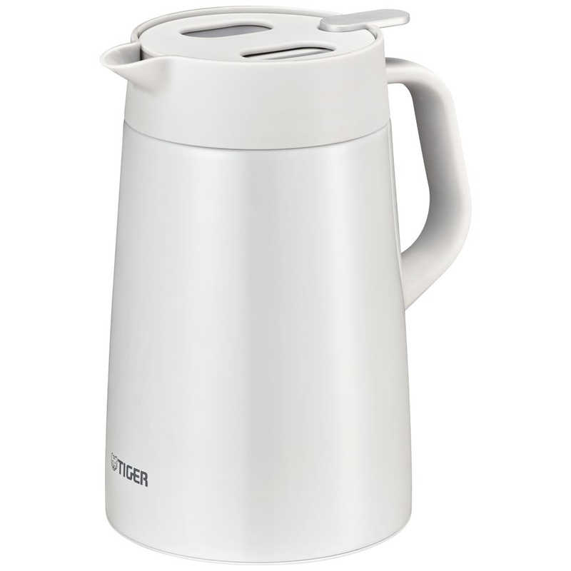 タイガー 保温 保冷 卓上ポット 大容量 1.2L ホワイト PWO-A120W 新品・未使用商品！ シンプルで使いやすいハンディタイプのステンレスまほうびん。■広口（75mm）で氷が入れやすくお手入れも簡単→手を奥のほうまで入れて本体の内...
