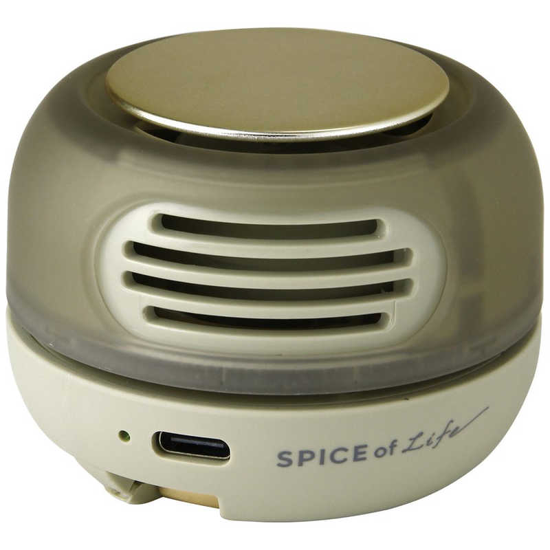 SPICE OF LIFE(スパイス) 小型扇風機 ポケットファン カフェラテ シロッコファン カラビナ付き ミニ扇風機 DFHD232GB 新品・未使用商品！ 手の平に収まる小型扇風機 Pocket Fan。本体上蓋をひねると吹き出し口が...