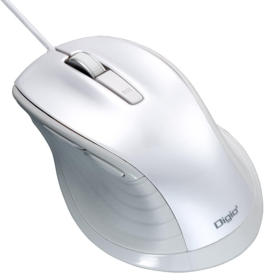 ナカバヤシ マウス Digio2 F_line Lサイズ [BlueLED /有線 /5ボタン /USB] ホワイト MUS-RKF148W ホワイト 新品・未使用商品！ ●静音仕様周囲を気にせず作業に集中できる静音仕様●ASC機能搭載大画...