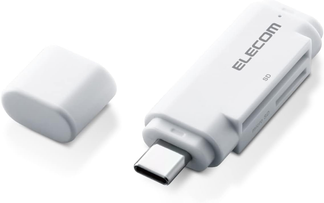 エレコム メモリリーダライタ Type-Cコネクタ 直挿しタイプ SD+microSD用 ホワイト MR3C-D011WH 新品・未使用商品！ ●スティックタイプで簡単に持ち運べて、最新規格のUSB Type－Cコネクタを搭載したメモリリー...