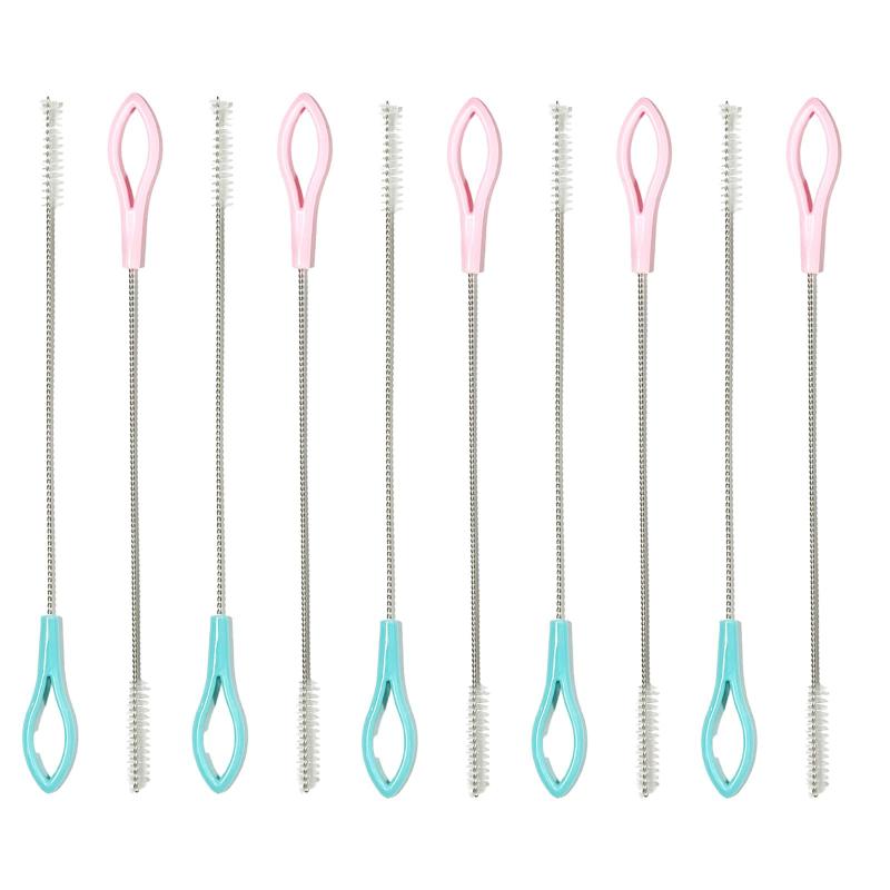 LeTradeJP ストローブラシ ステンレス製 洗浄用ストロー 自由に曲がる 再利用可能 飲用ストロー＆ホース専用 ピンク ブルー (10本セット)【商品仕様】10本セット、サイズ：約195mm*5mm、ブラシの長さは約33mm、カラー：...