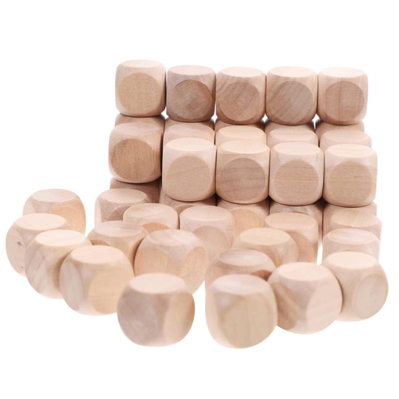 ibasenice 100個 木製 建物 ブロック 数字 パズル ミニ パズル 木材 ゲーム サイコロ 人形 家 建物 ブロック ブランク 木製 サイコロ ブランク 木材 サイコロ ブランク 木材 ブ6面サイコロ：家族の親子アクティビティに...