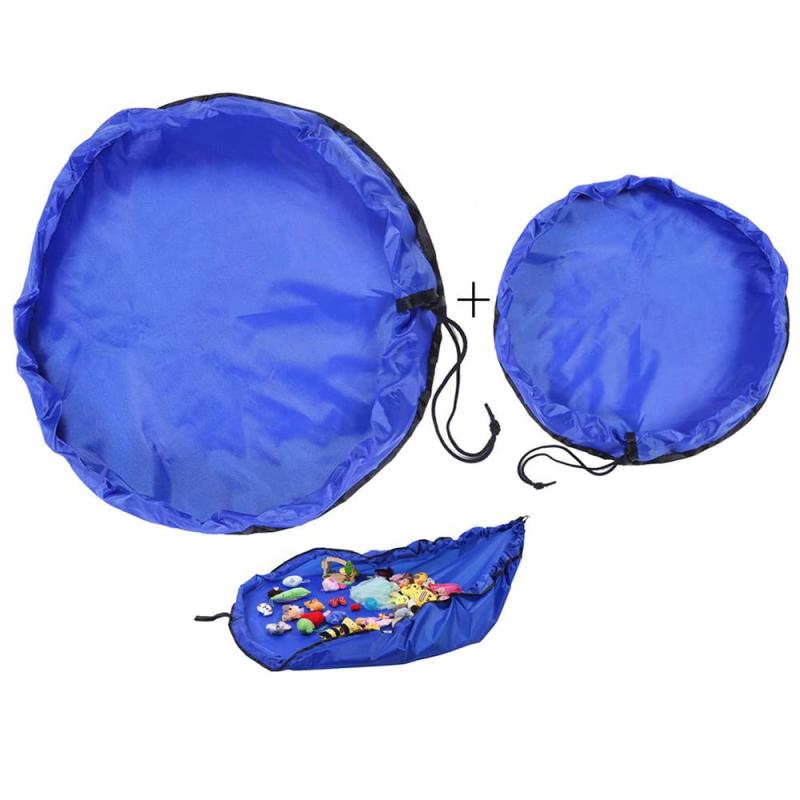Hymyily おもちゃ収納袋 2点セット(大+小) 子どもプレイマット 子供たちはマット 玩具 積み木 片付け 折り畳み式 お出かけに便利 多用途 お片付け簡単 超大防水 （ブルー 大+小）【素材】：ナイロン（撥水加工）。　【パッケージ】...