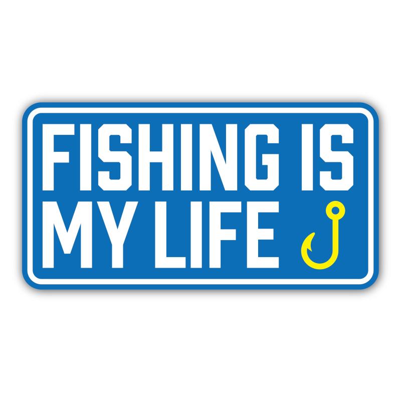 オリジナルデザインストア 【FISHING IS MY LIFE】 釣りステッカー フィッシング キャンプ アウトドア用ステッカー シール W100mm×H52mm クーラーボックス 車用 バイク用 屋外 防水【材質🔎】 防...