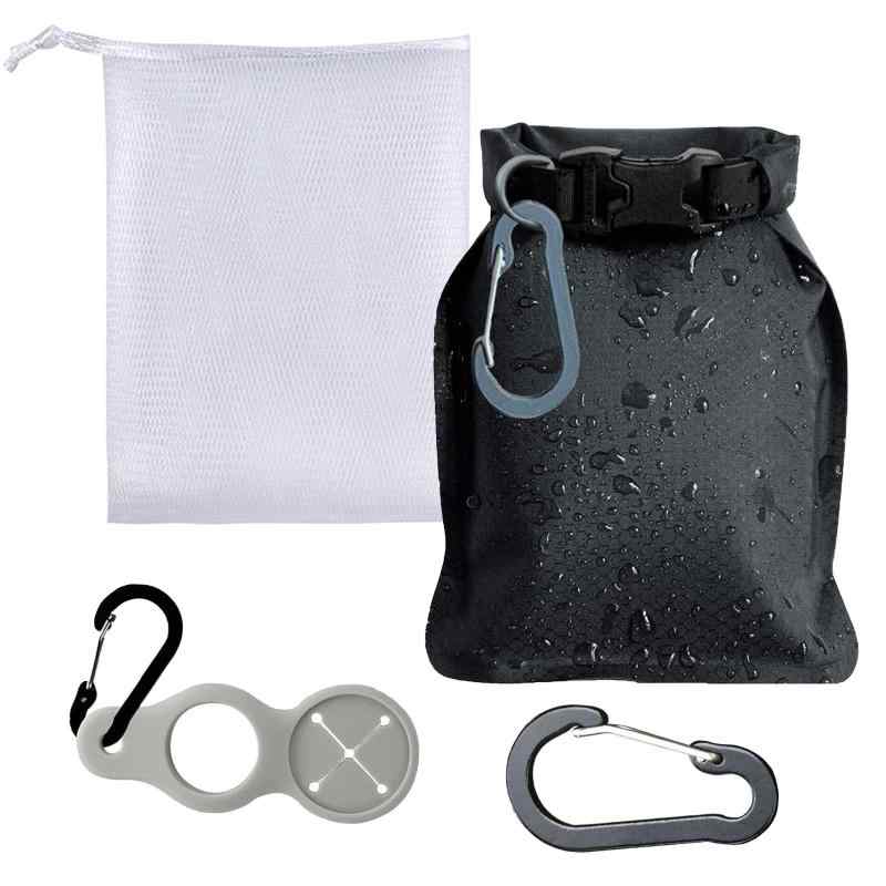 HUIKKJP 防水石鹸バッグ付き石鹸ケース 携帯用ミニサイズ 濡れ石鹸乾燥不黏腻 カラビナ + 泡立てネット スポーツジム/サウナ/温泉用（ブラック）高品質の材質は防水通気性を兼ね備え、湿式石鹸は乾燥してべたつかない：ナイロン+TPU加工...