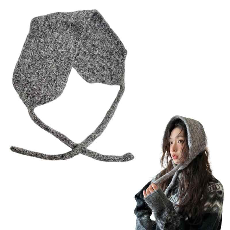 [NazyJnn] イヤーマフ レディース 冬 トレンド ニットフード風 フワモコ 保温 柔らかい 紐付き バラクラバ風 おしゃれ 防寒 かわいい【トレンドデザイン】今季注目の冬トレンドアイテム。顔まわりをふんわりと包み込むバラクラバ風デザ...