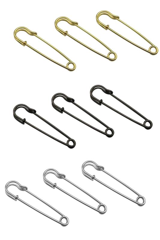 wumio キルトピン 3色(9個)セット 長さ7cm 黒 金 銀 ブローチピン 安全ピン カブトピン キーホルダー 巻きスカート コート ストールピン カーディガン マフラー3色、3個ずつセットサイズ：長さ7cm x 幅2cm重さ：5g/...