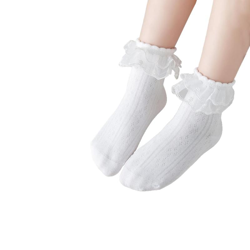 [jessimi] 靴下 2足セット ソックス 女の子 ショートソックス クルーソックス キッズ 子供 フォーマル レース 白 黒 発表会 入学式 ドレス服用 入園式 入学式【素材】コットン【サイズ】S（1～3歳/13.5~17.5cm）、...