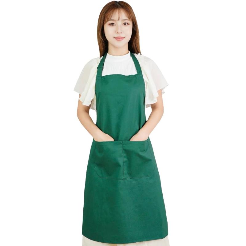 [Superbian] エプロン レディース メンズ 撥水加工 綿100% はっ水エプロン フロントポケット 無地 動きやすい 2つ ポケット付き 汚れにくい カフェエプロン 家庭用エプロン コットンエプロン 大【エプロンのサイズについて】...