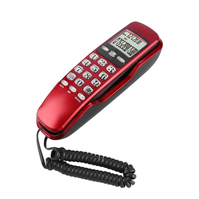 Mugast 電話機 ミニウォール コード付き電話 DTMF / FSK クリアな音 コールバック機能 固定電話機 (レッド)
